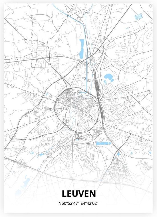 Leuven plattegrond - A2 poster - Zwart blauwe stijl | bol