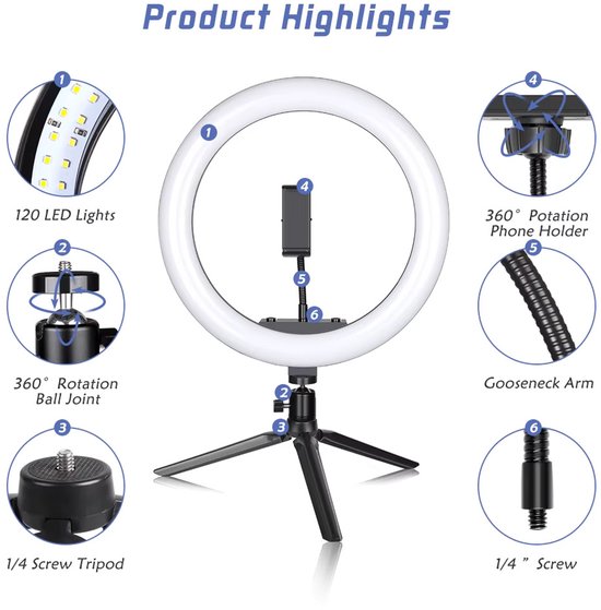 Ring Lamp Luminex Pro® - RGB LED - 8 Kleuren - Make-up Light | bol