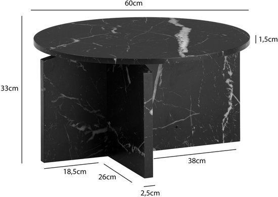 Moderne salontafel - Ronde zwarte look - Stijlvolle lage tafel - Anti ...