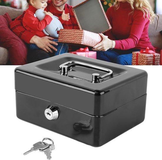 Metalen Geldkist - 20 x 16 x 9 cm - Met Sleutel Slot - Kassa ...