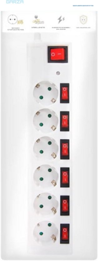 Stekkerdoos Met 6 Geaarde Stopcontacten - Met Individuele Schakelaars ...