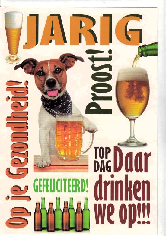 Wenskaarten - set van 5 - vrolijke kaarten - felicitatie - proost - op ...