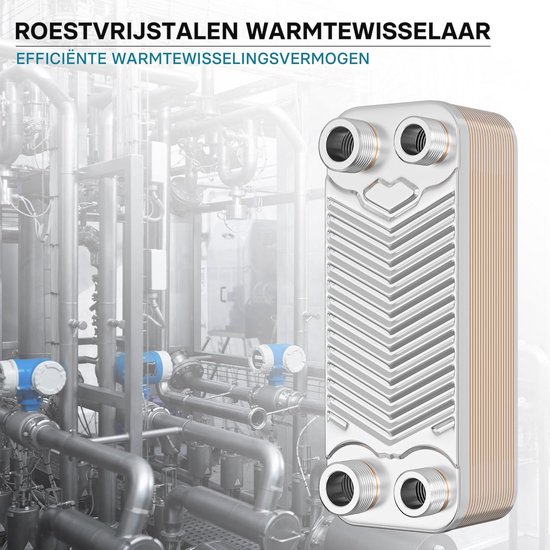 Warmtewisselaar 20 platen tot 44 kW - RVS platenwarmtewisselaar voor efficiënt... | bol