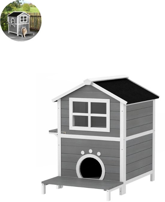 Kattenhuis - Voor buiten - Hok - Kooi - Bench - Ren - 2 verdiepingen ...