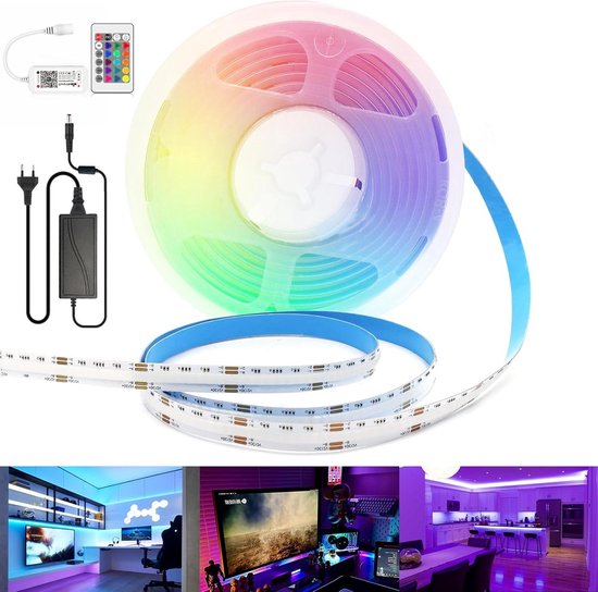 RGB WiFi LED Strip 2m - Dimbaar, Muzieksynchronisatie, App-Bediening ...