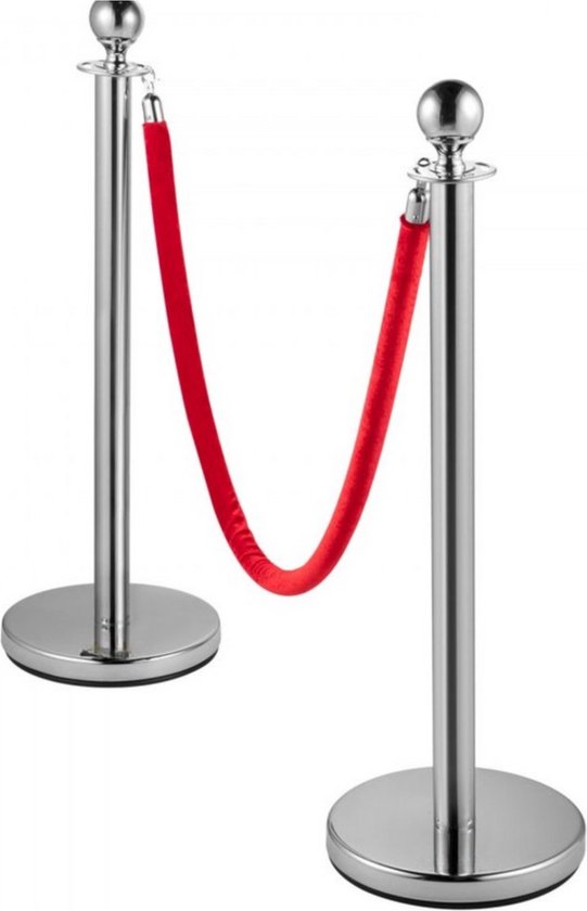 Rode loper paaltjes met touw - 90CM - Afzetpaaltjes - Afzetkoord paal ...