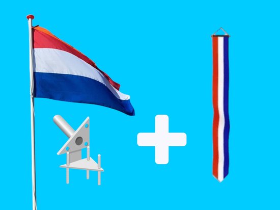 Koningsdag actie; Vlaggenmast polyester 7 meter + vlag Nederland + wimpel oranje +... | bol