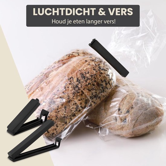 Bag clips closing clips black - 22 clamps for bags and freezer bags ...