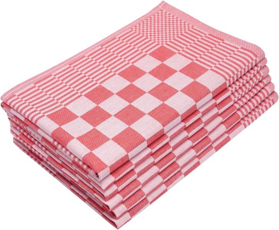 6 Theedoeken - 65x65 cm - 100% Katoen - 236 GSM - Rood | bol