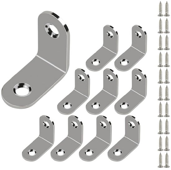 10-pack - L-vormige hoekbeugels van roestvrij staal - 25 mm x 25 mm ...