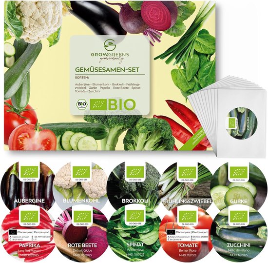 Biologische Groenten Zaden Set met 10 Variëteiten voor Tuin, Balkon en ...