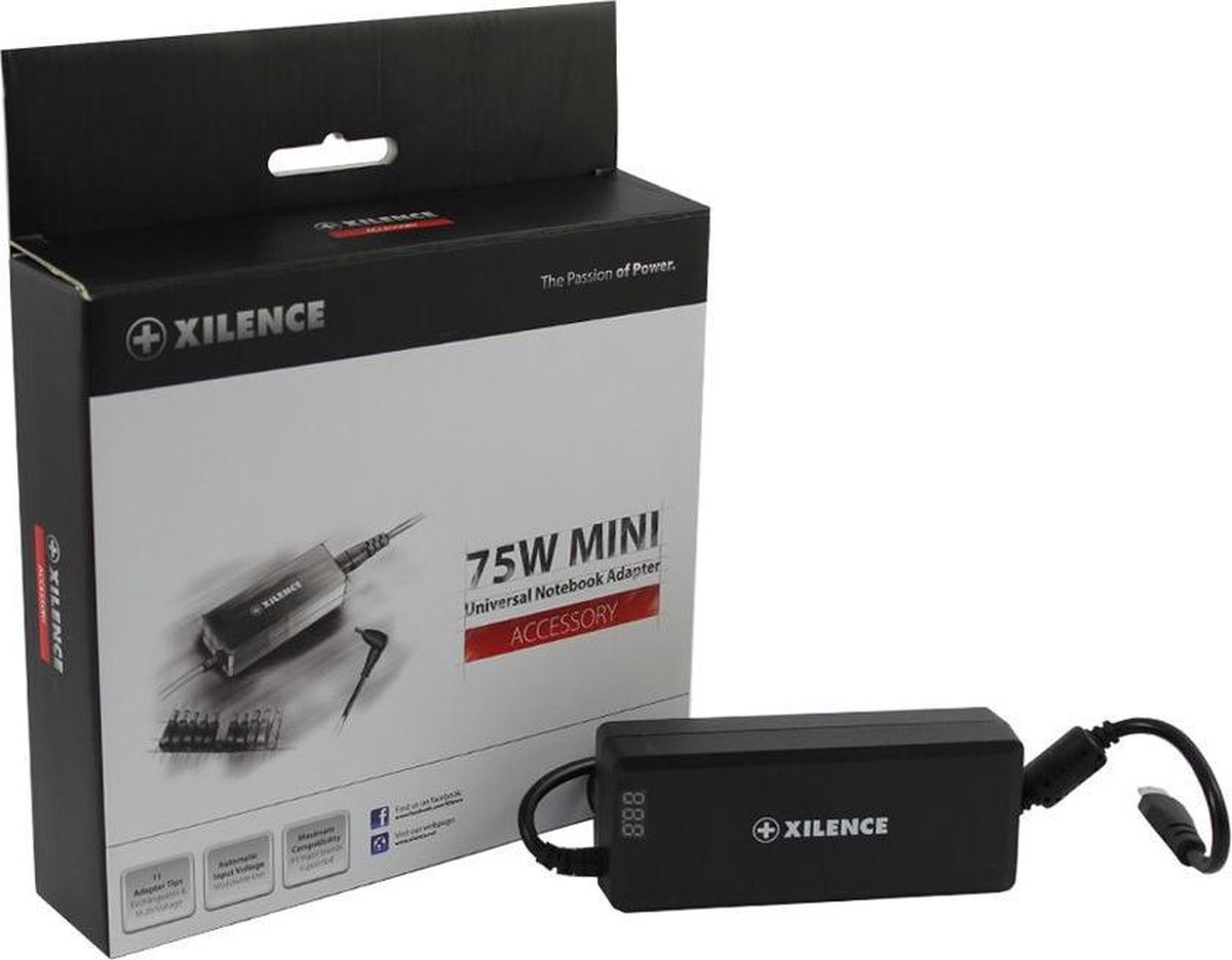 Xilence universele notebook lader 75W met 9 verwisselbare pluggen / zwart | bol.com
