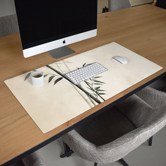 Bureau onderlegger 100x50 cm - Muismat Japandi - Bamboe - Beige ...
