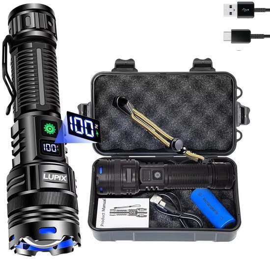 LUPIX® M1 Pro - Zaklamp LED oplaadbaar - 5000 Lumen - Powerbank functie - 16650 mAh... | bol