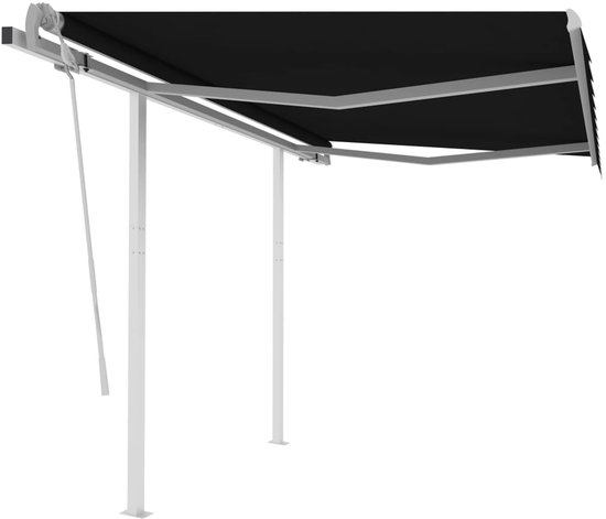 vidaXL Luifel handmatig uittrekbaar met palen 3x2,5 m antracietkleurig ...