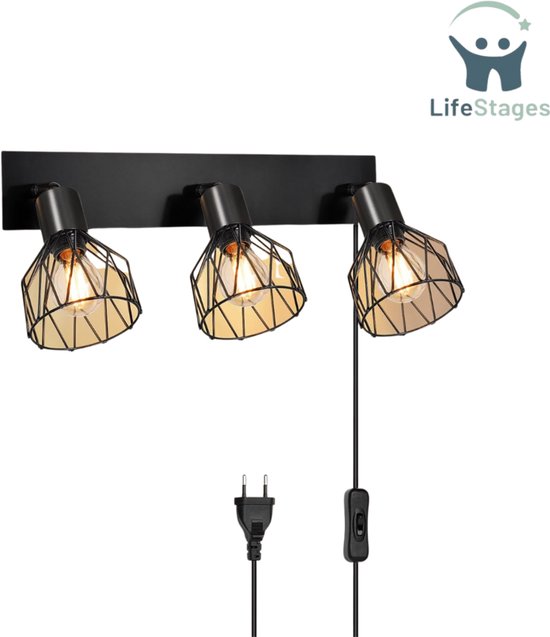 LifeStages - Wandlamp Binnen Met Snoer - Wandlamp Met Schakelaar En ...