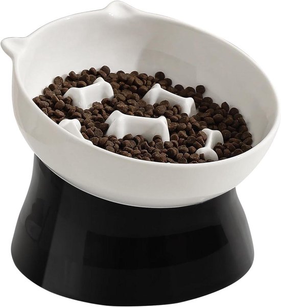 Slow Feeder Bowl voor verhoogde katten - Keramische Cat Bowl voor ...