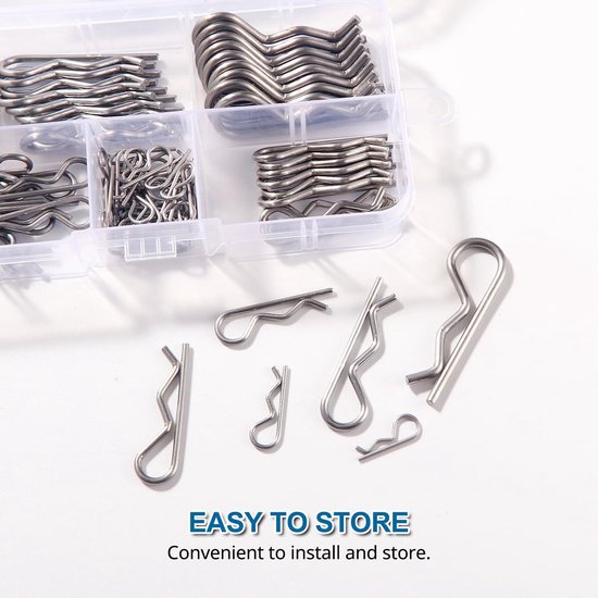 100 Stuks 6 Maten RVS Splitpennenset R-Clips Borgpennen ...