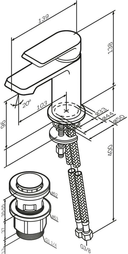 AM.PM Flash - Wastafelkraan met push-open waste set - Waterbesparend ...