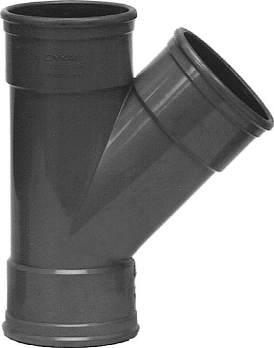 Dyka T-stuk 2x manchet 1x lijmmof 45° PVC grijs keurmerk BR52100 110 x 40mm | bol
