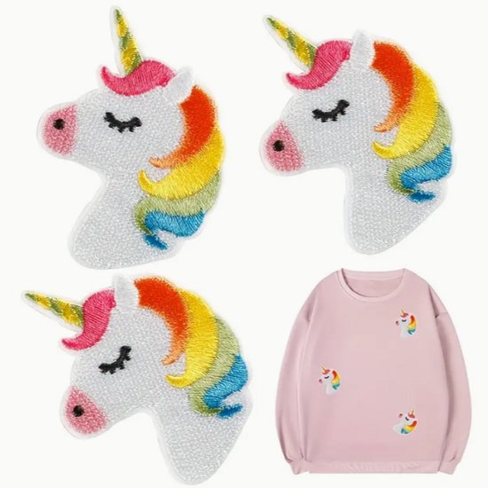 Strijkemblemen unicorn 3 stuks - strijkembleem unicorn - strijkemblemen ...