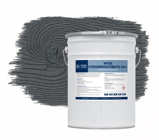 Wixx Steigerhoutbeits UV+ - 20L - Antraciet | bol
