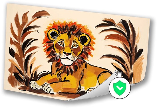 Kleurrijke leeuw met expressieve manen - Leeuw wanddecoratie - Poster ...
