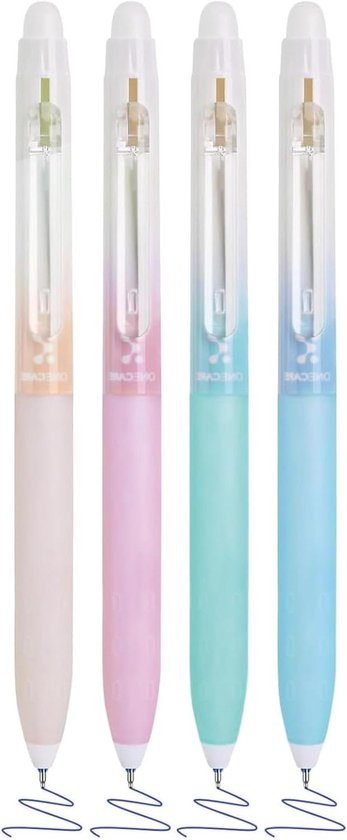 Uitwisbare pennen - Blauw - 0.5 mm - 4 stuks - Voor studenten, cadeau ...