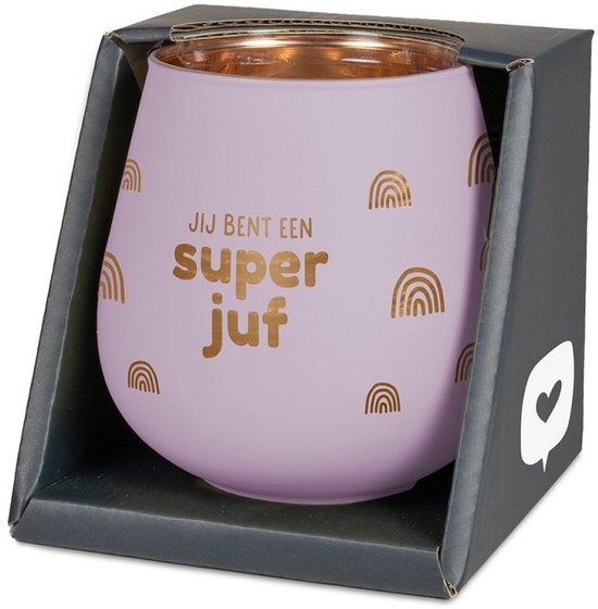 MIKO - Theelichthouder JIJ BENT EEN SUPER JUF - einde schooljaar - roze ...