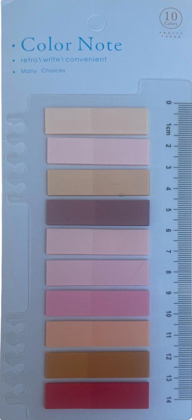 Index tabs - 200 stuks - inclusief liniaal - 10 kleuren - sticky notes ...