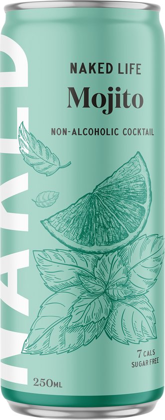 Naked Life Non-Alcoholic Cocktail - Mojito Spritz - tray 24 blikken | Low kcal | Low sugar | bol