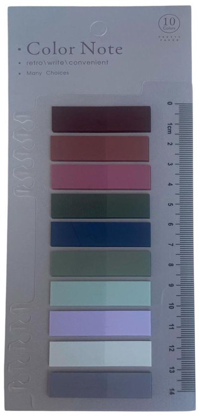 Index tabs - 200 stuks - inclusief liniaal - 10 kleuren - sticky notes ...