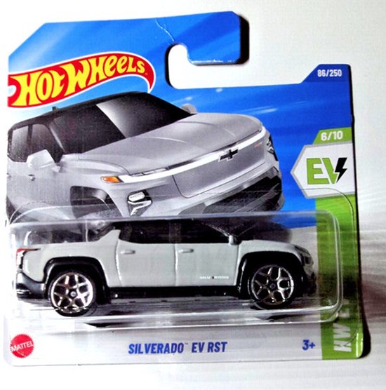 HOT WHEELS SILVERADO EV RST GREY 86/250 HW EV 6/10 SHORT CART 1:64 | bol