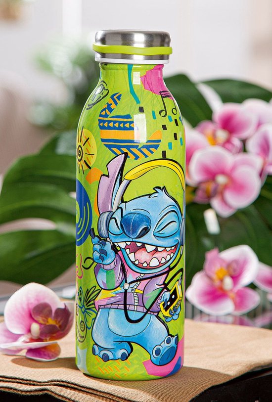disney stitch waterfles/thermofles - 21 cm hoog - groen - rvs - in ...