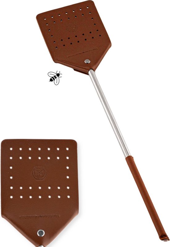 Brute Strength - Leren vliegenmepper - Cognac - 1 stuk - Vliegenvanger ...