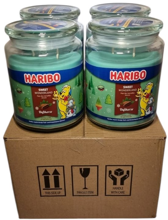 Haribo Sweet Wonderland kaars in doos 4x510 gram (Chocolade munt geur ...