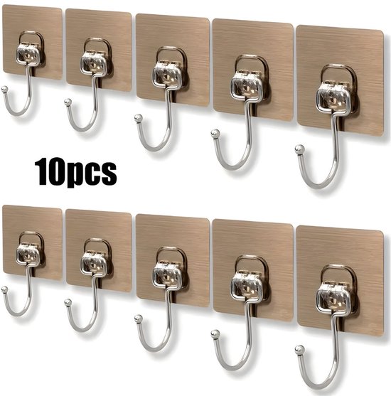PolkaHome® 10 stuks Zelfklevende Haakjes Extra Sterk - Haken, Handdoek ...