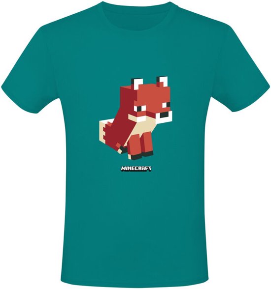 Minecraft Simple Fox T-shirt turquoise L Katoen Unisex - Fan merch ...
