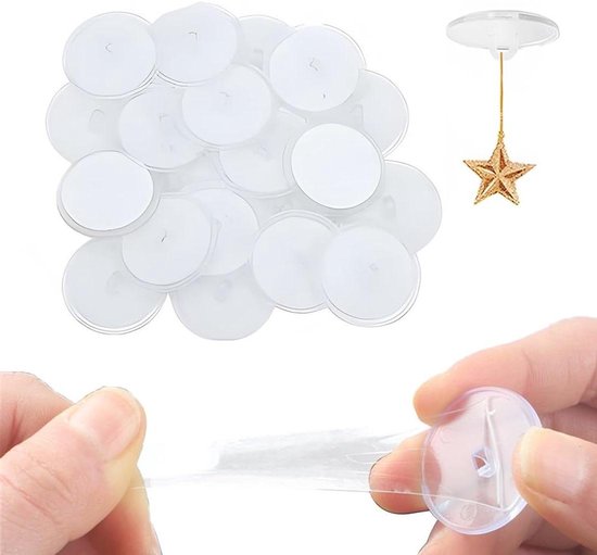 40 Pieces Self-Adhesive Ceiling Hooks - No Drilling, Transparent, Extra ...