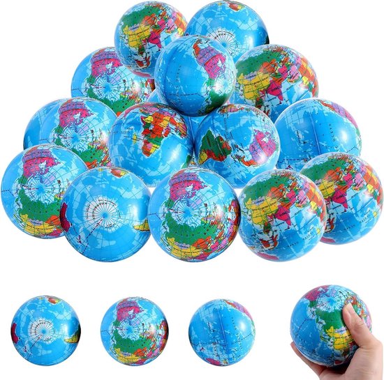 20 Stuks Antistressbal Wereldbol 55 cm - Klein Anti-Stress Ballen Mini ...