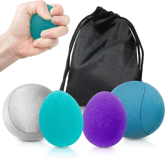 4 x anti-stress ballen voor volwassenen met verschillende diktes en ...