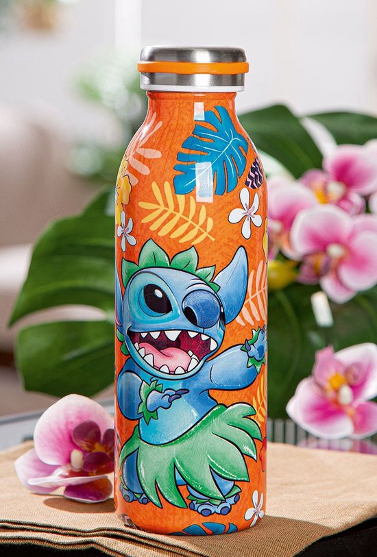 disney stitch waterfles/thermofles - 21 cm hoog - oranje - rvs - in ...