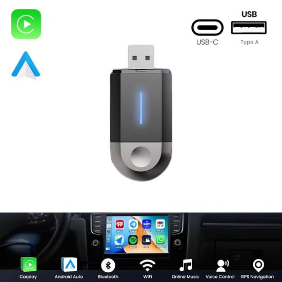 CarPlay Dongel - Draadloze CarPlay & Android Auto Adapter - 2 in 1 | bol