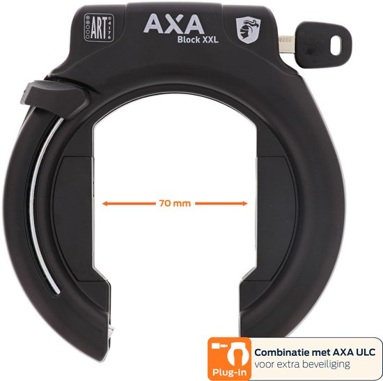 Set bestaande uit AXA Block XXL - ART 2 fietsslot voor brede banden ...