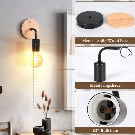 2 Stuks Wandlamp Binnen Retro Industriële Binnenwandverlichting voor ...