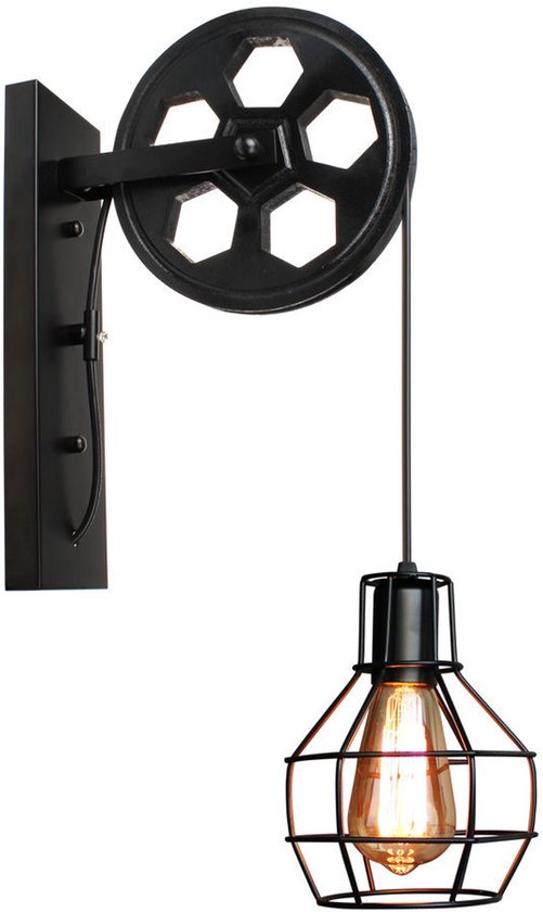 Vintage Wandlamp Industriële E27 Muurlamp Katrol Ontwerp voor ...