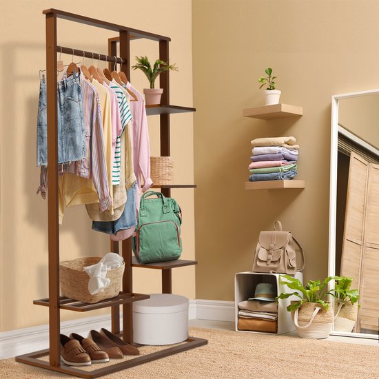 unho Bamboe Kledingrek - Draagbare Open Garderobe voor Hangende Kleren ...