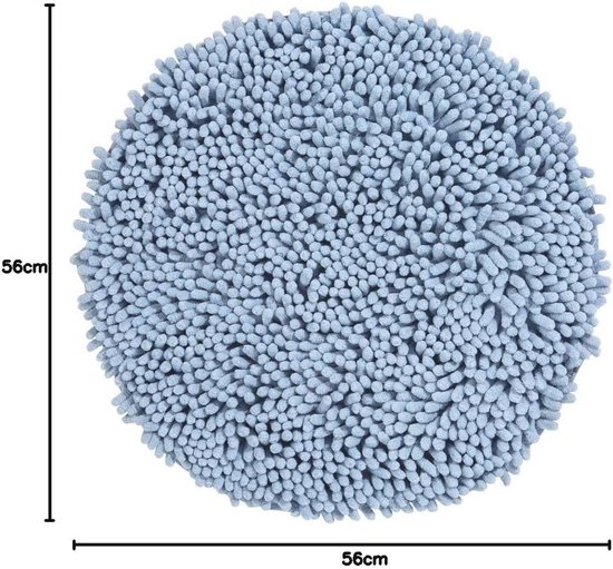 Ronde Chenille Badmat - Lichtblauw - Absorberend & Wasbaar - Douchemat ...