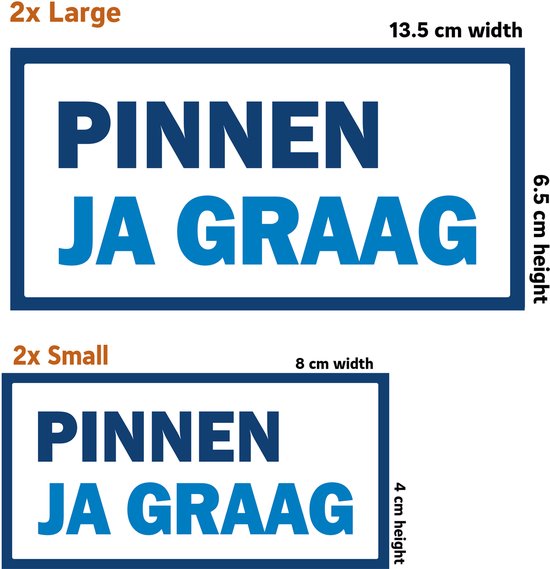 Pinnen Ja Graag Sticker – Set van 4 – 2 Formaten – Plaksticker voor ...