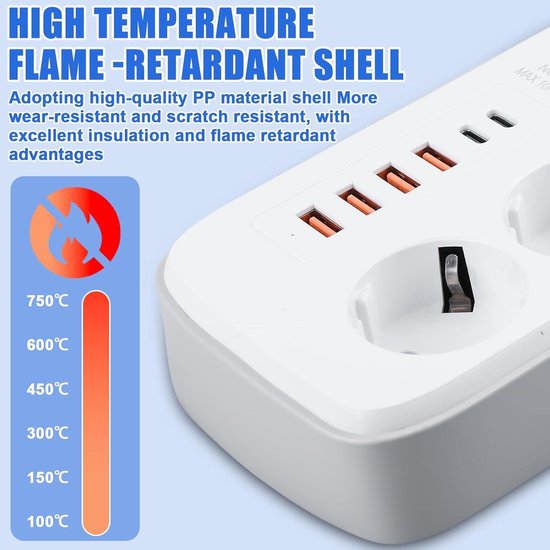 3-Way Retractable Socket with 4 USB, built-in with 4 USB-C, Switch for ...